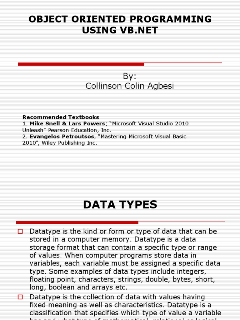 Lecture 4 Programming With Vb Pdf Data Type Variable Computer