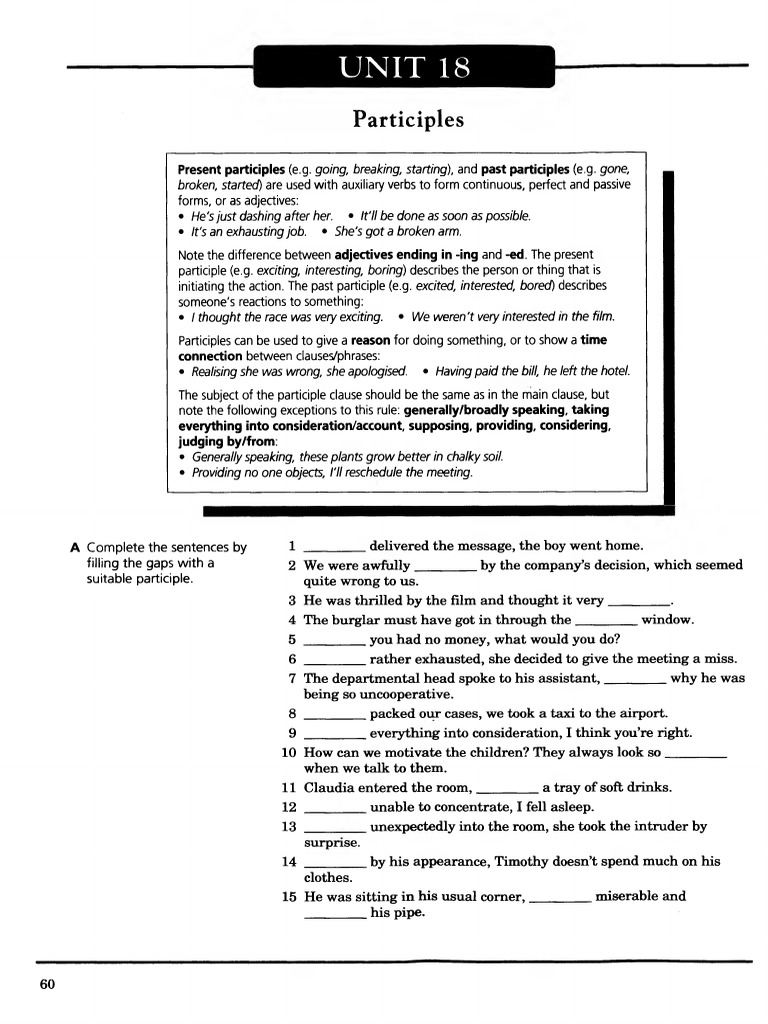 Unit 18: Participles | PDF | Linguistic Morphology | Linguistics