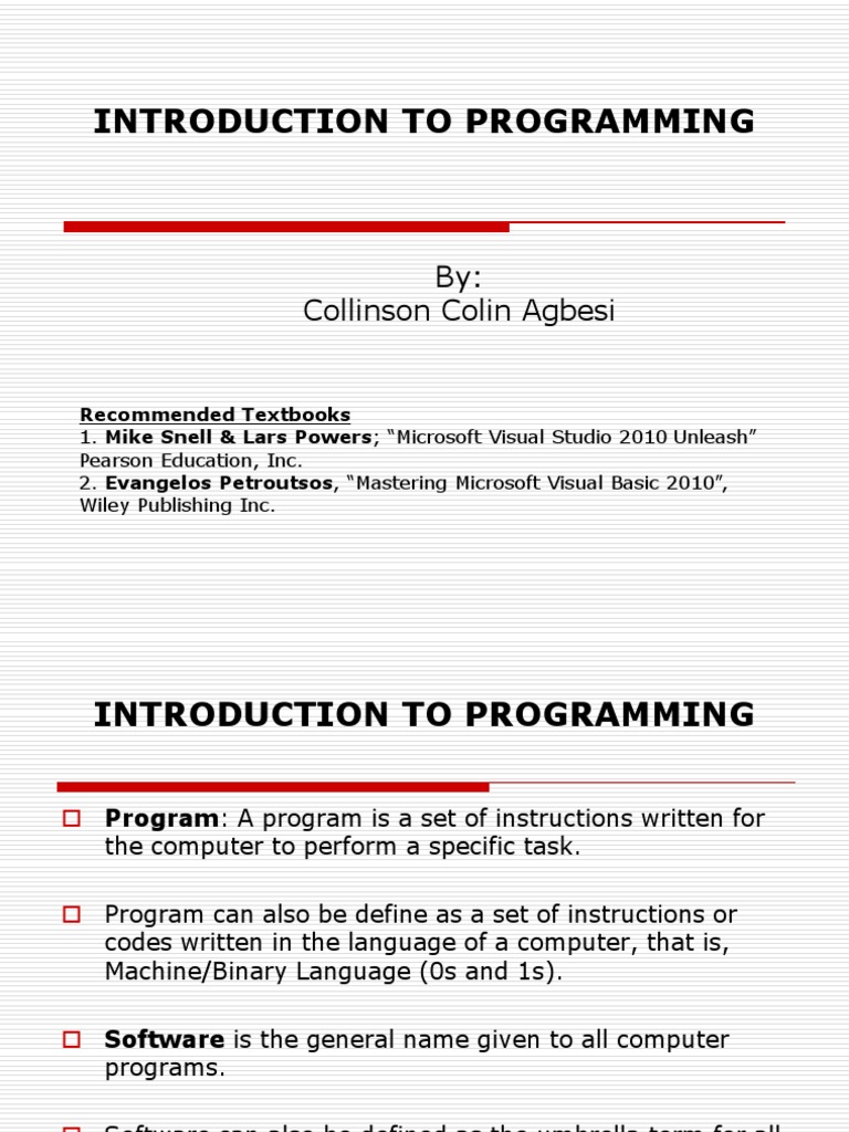 Lecture 1 - Programming With VB | PDF | Computer Programming | Programming Language
