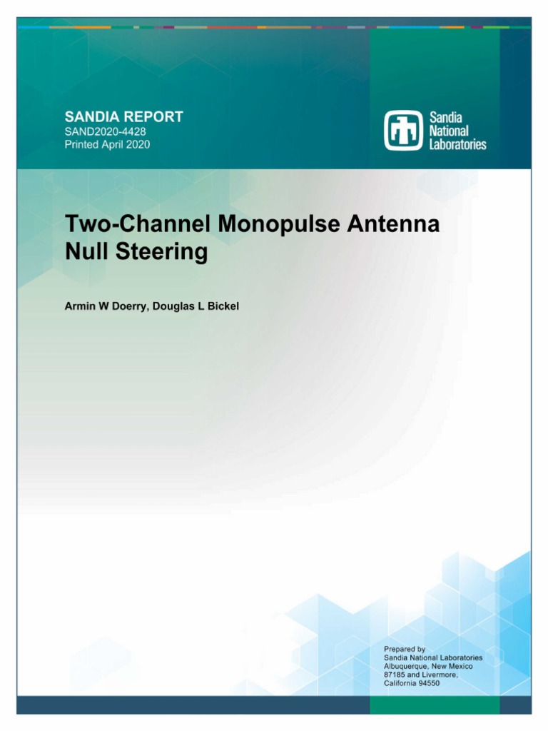 Two-Channel Monopulse Antenna Null Steering: Sandia Report Sandia ...