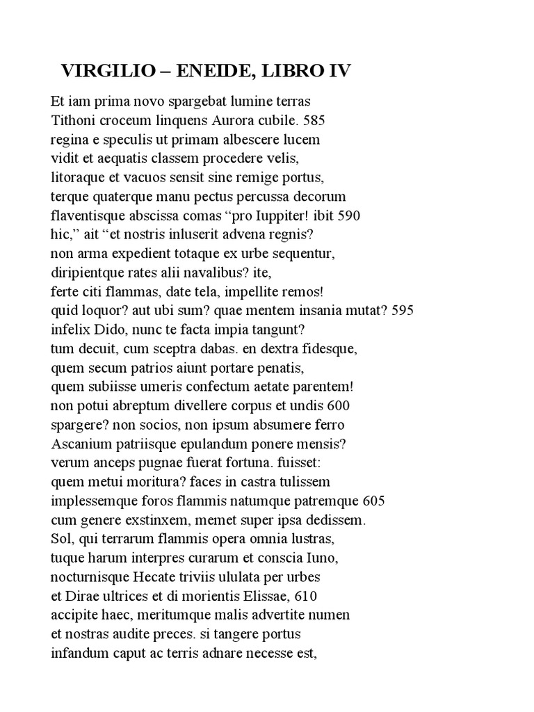 Virgilio - Eneide, Libro Iv | PDF