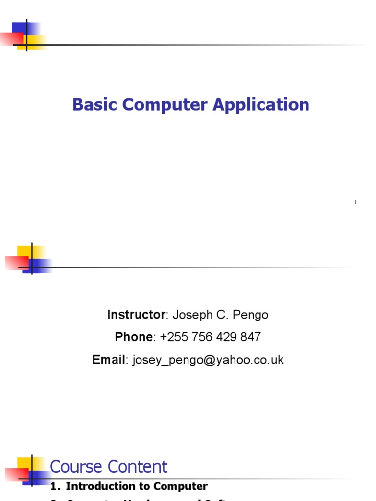 Presentation 1 - Introdution To Computer | PDF | Input/Output | Personal Computers