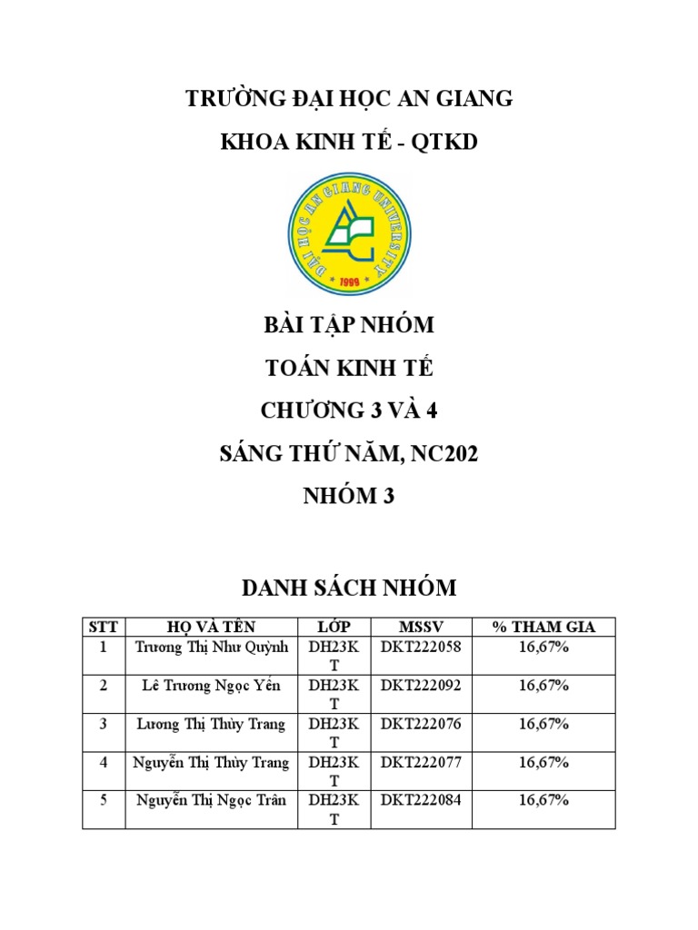 TKT - NC202 - BTChuong 3-4 - Nhóm 3 | PDF