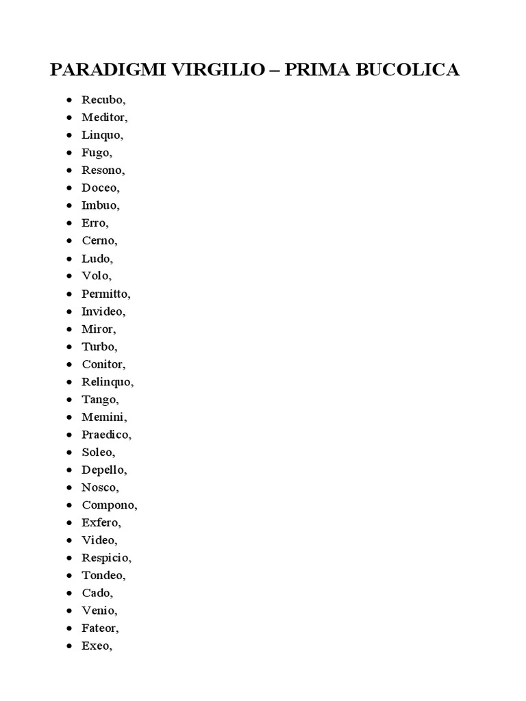 PARADIGMI VIRGILIO Prima e Quarta Bucolica | PDF