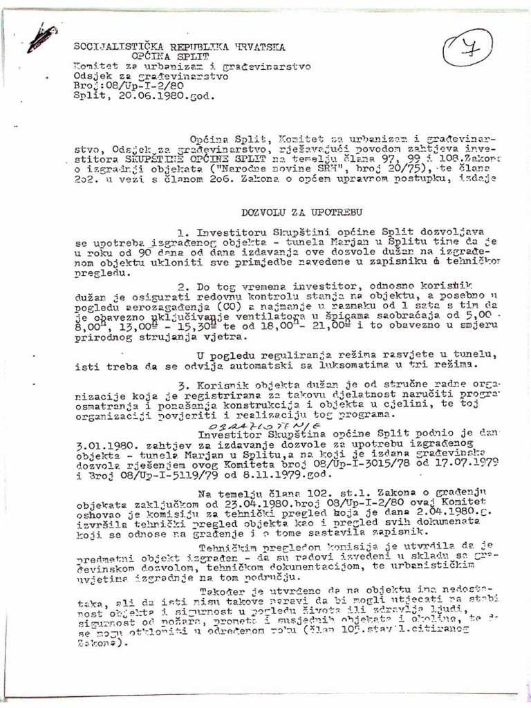 Dozvola Za Upotrebu, BROJ UP-I-2 - 80 | PDF