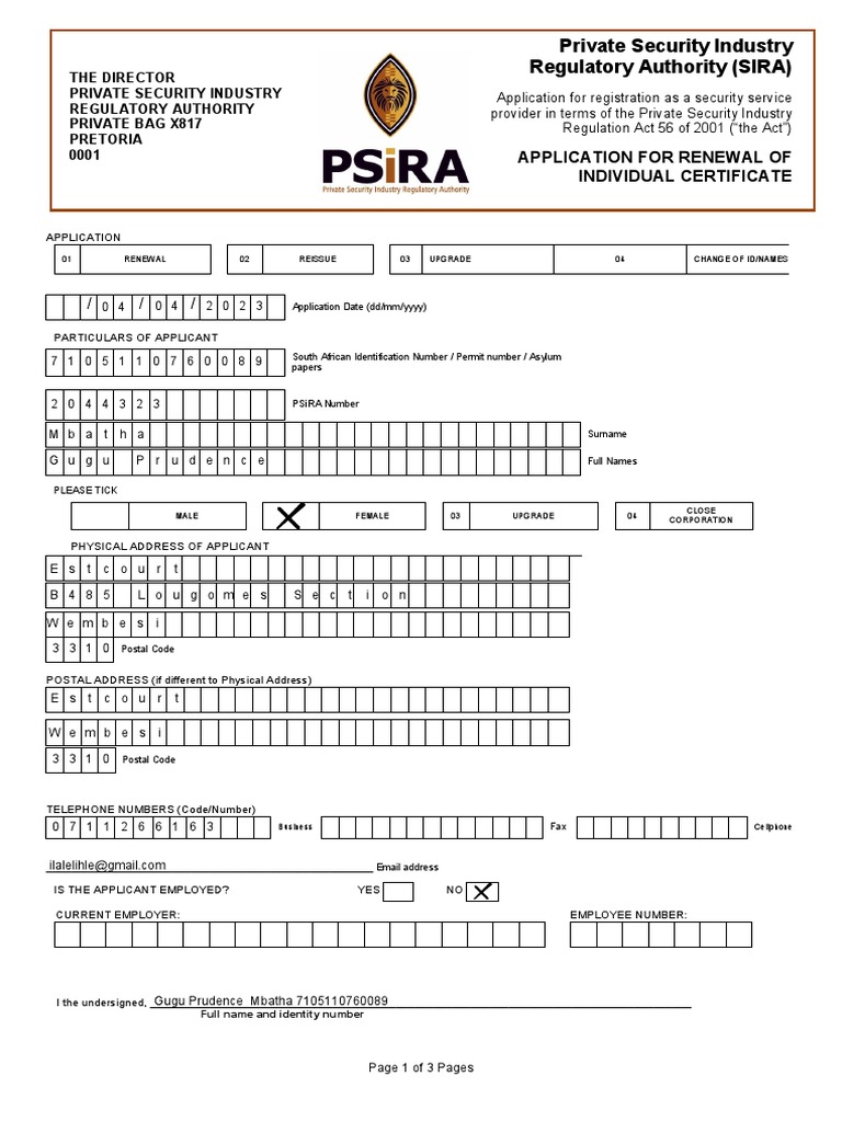 psira_renewal_online-pdffiller-2 | PDF | Government | Government And ...