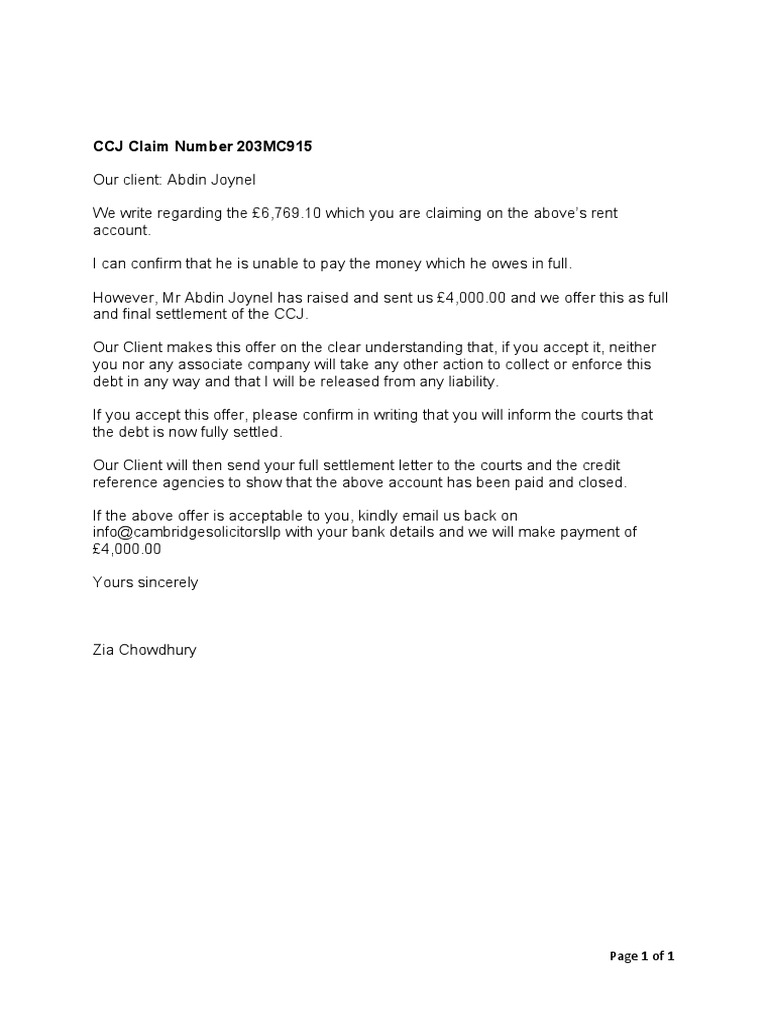 Draft Letter To Claimant | PDF