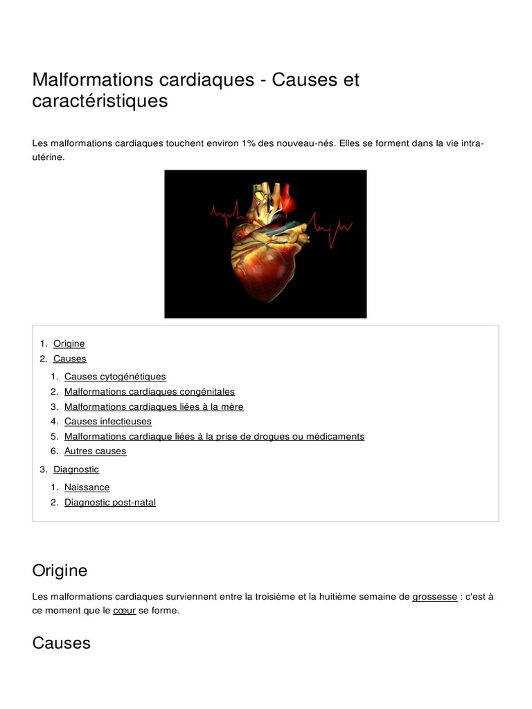Malformations cardiaques : causes et diagnostic | PDF | Cardiopathie ...