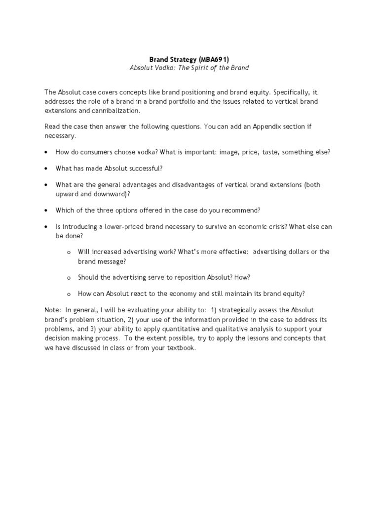 Absolut Vodka Case Assignment | PDF