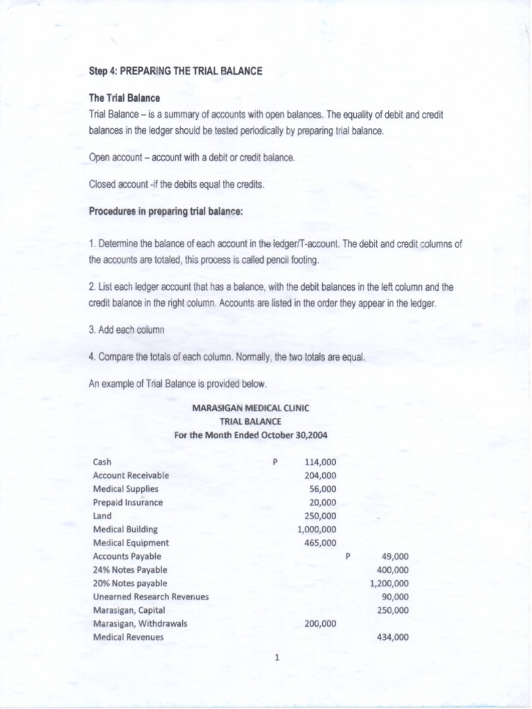 Step 4 Preparing The Trial Balance | PDF