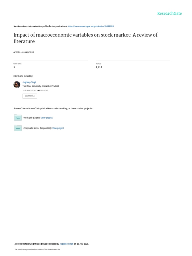 Understanding The Impact Of Macroeconomic Variables On Stock Markets
