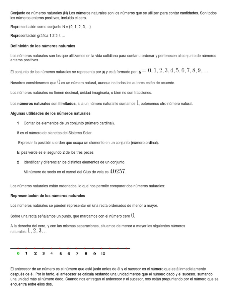 Conjunto de Números Naturales (ℕ) | PDF