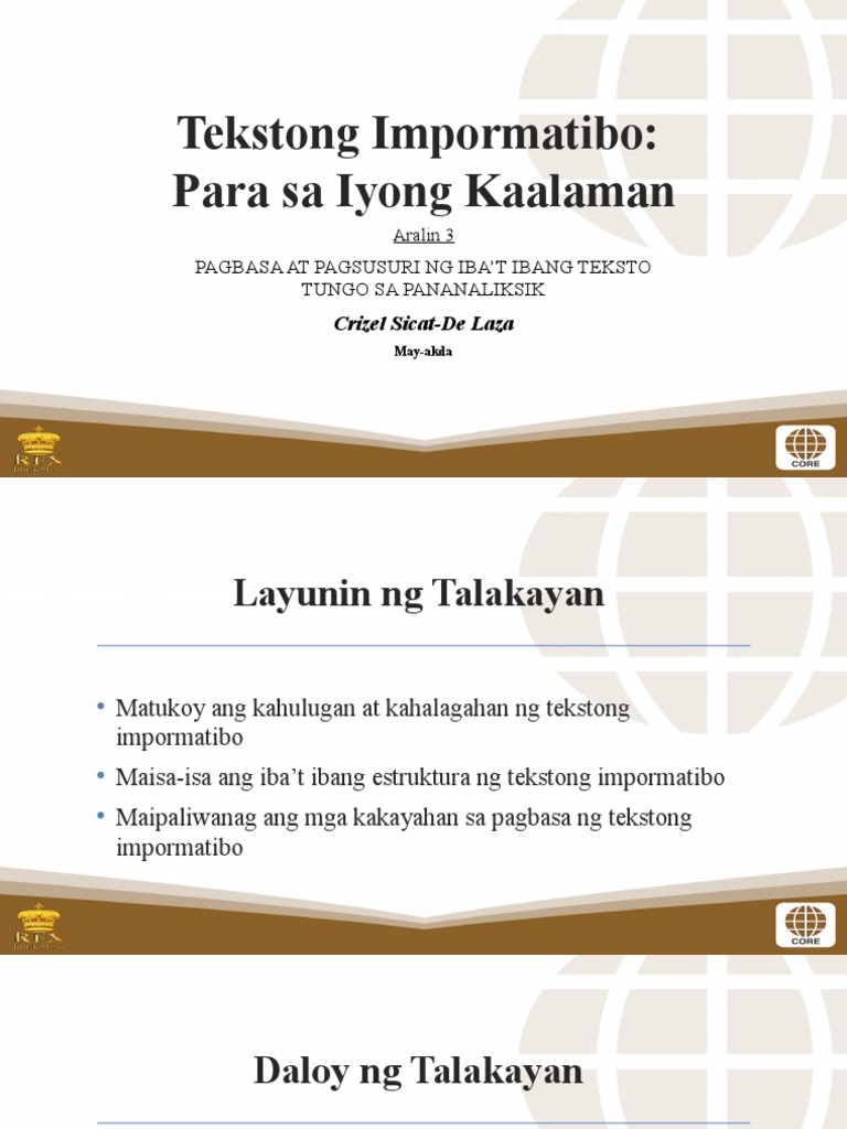 3 Tekstong Impormatibo para Sa Iyong Kaalaman | PDF