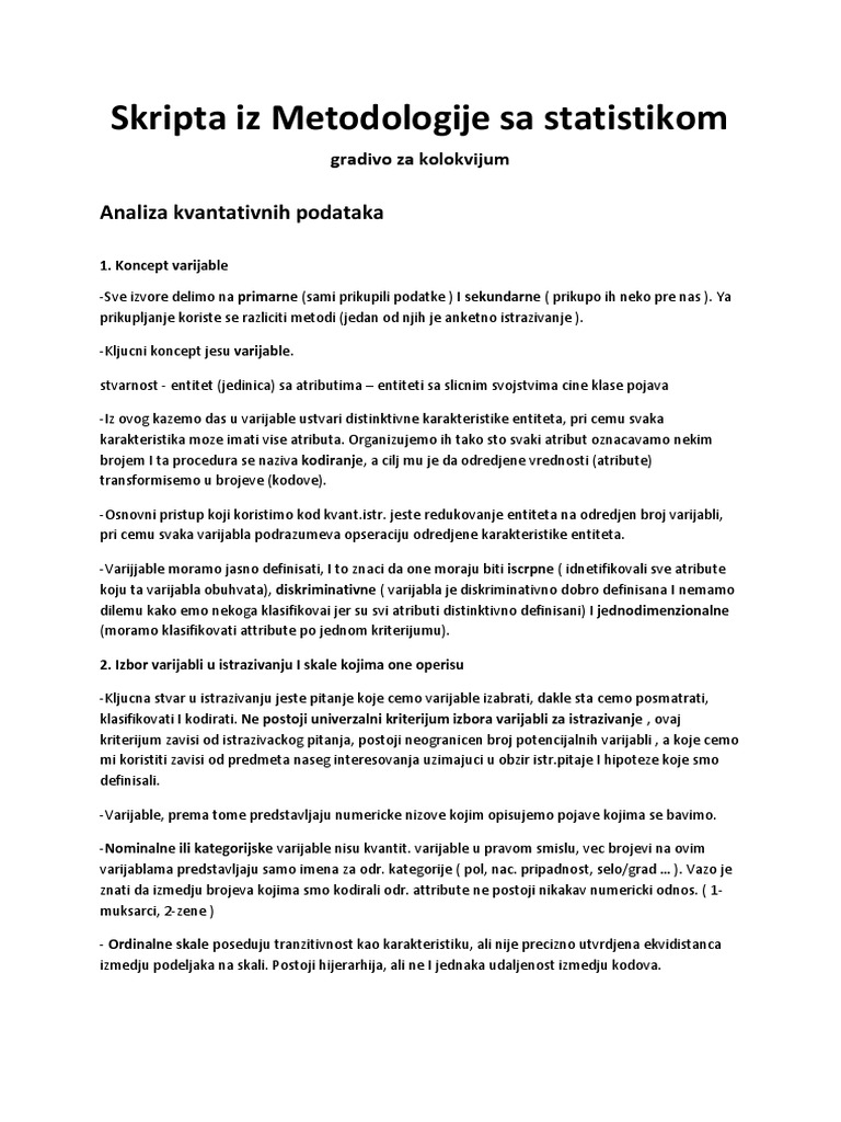 Skripta KLK Metodologija | PDF
