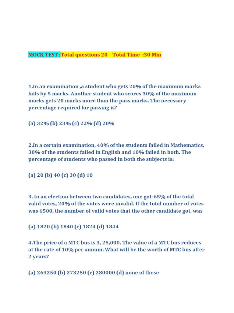 Math Mock Test | PDF