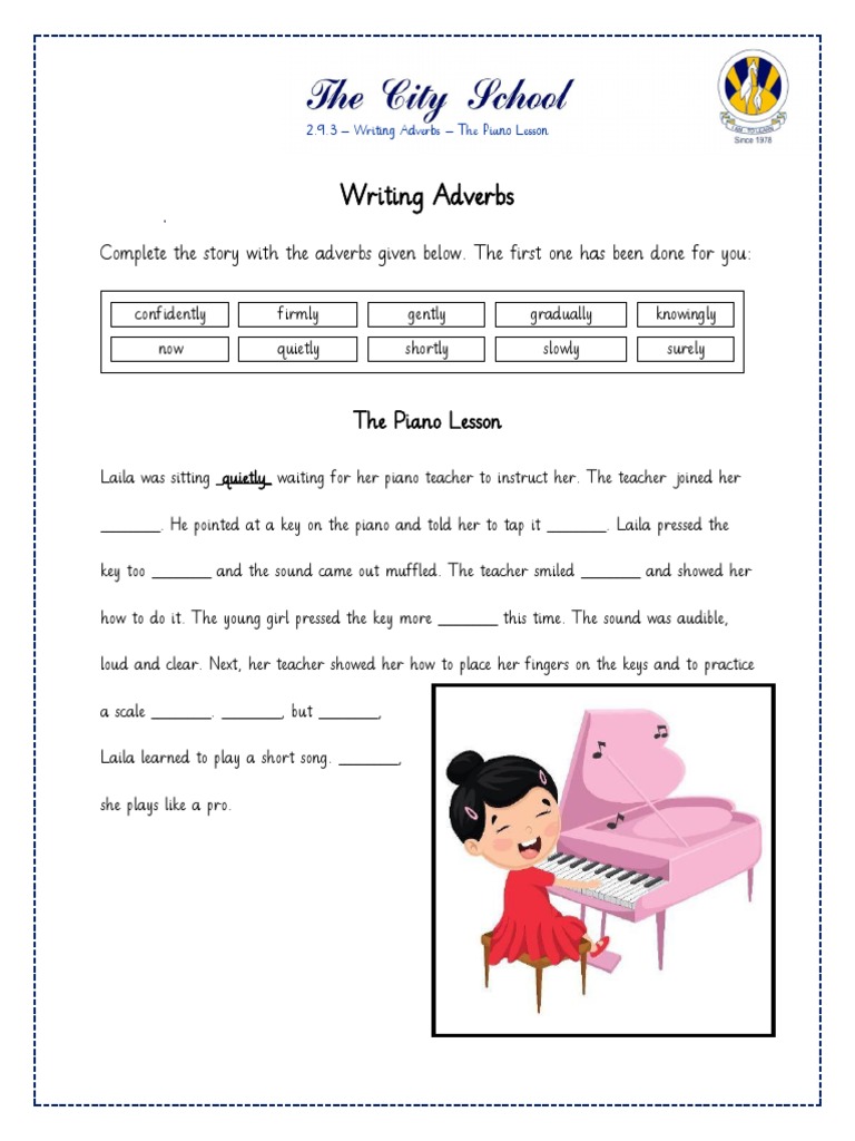 Writing Adverbs: The Piano Lesson | PDF | Language Arts & Discipline