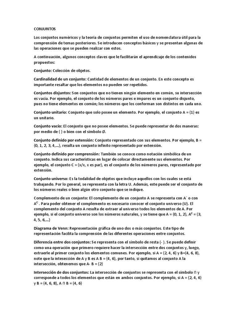 CONJUNTOS | PDF | Conjunto (Matemáticas) | infinito