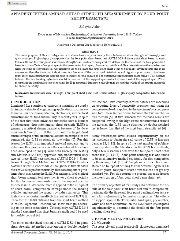 Determining the Optimal Test Method for Measuring Interlaminar Shear ...