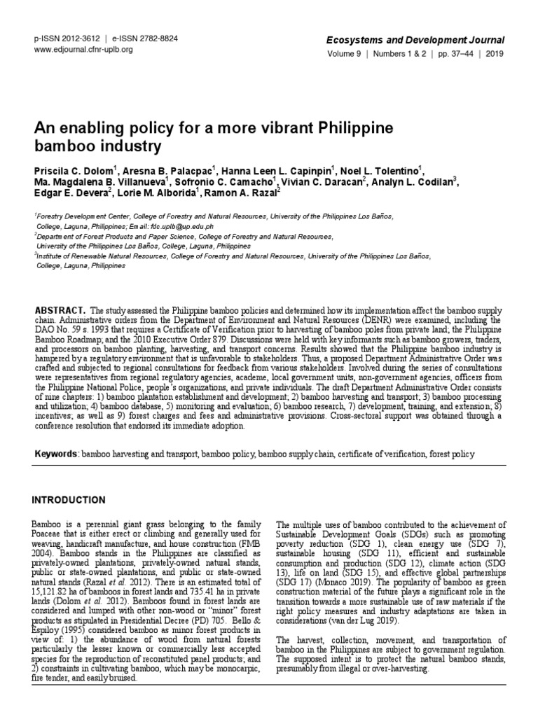 Enabling Policy For A More Vibrant Bamboo Industry | PDF | Bamboo ...