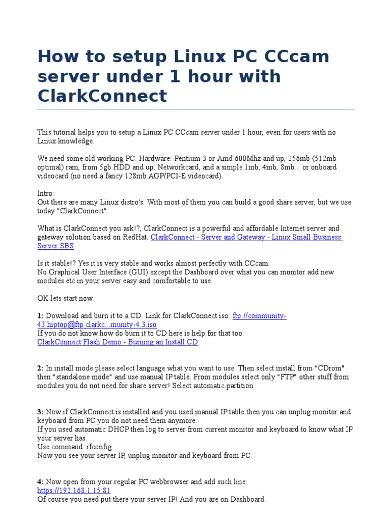 How To Setup Linux PC CCcam Server 1 | PDF | File Transfer Protocol ...