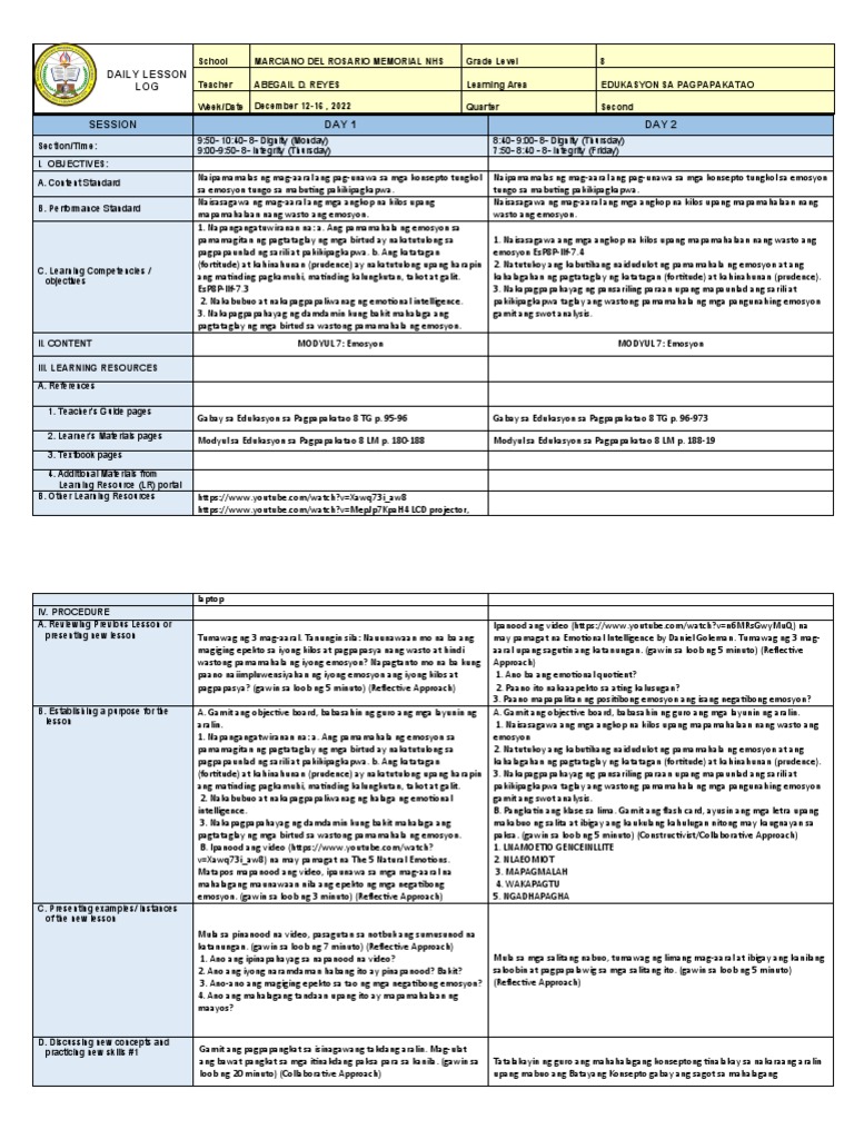DLL-TEMPLATE-EsP-week-7 | PDF