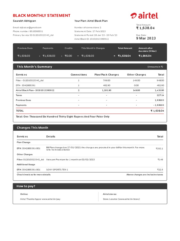 Black Monthly Statement: This Month's Summary | PDF | Cheque | Payments
