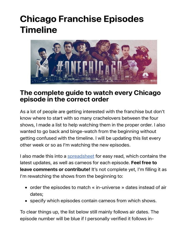 Chicago Franchise Episodes Timeline: The Complete Guide To Watch Every ...