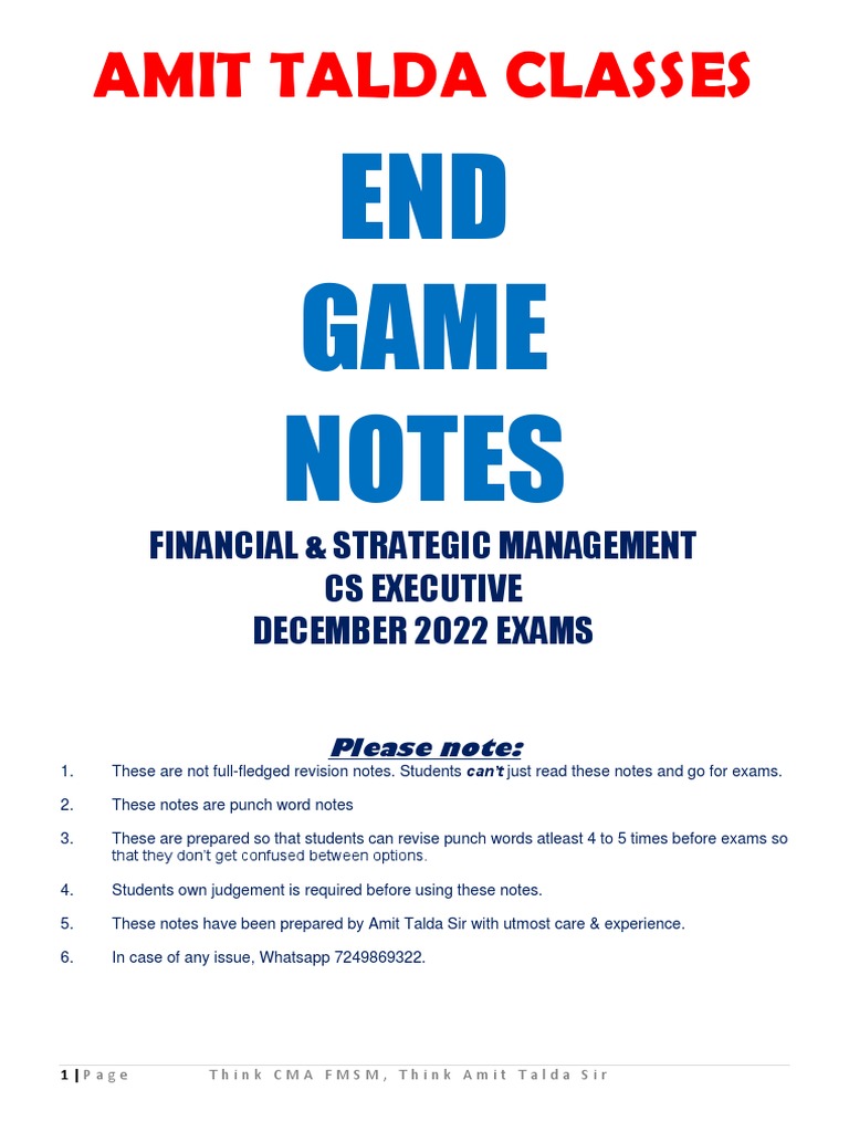 Amit Talda's CS Executive Notes | PDF | Dividend | Cost Of Capital