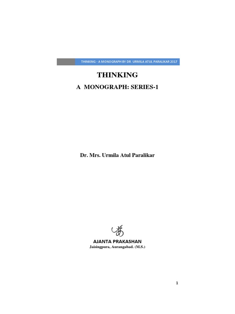 Monograph On Thinking 2016-17 | PDF | Thought | Learning