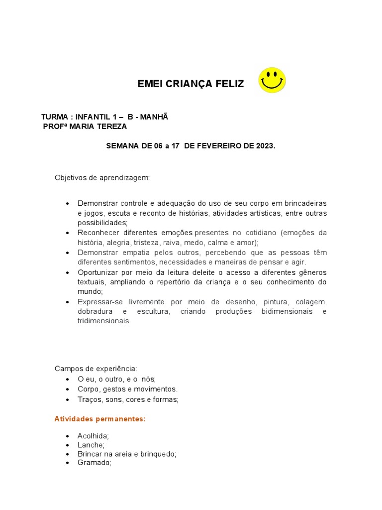 Semanario De06 A 17 de Fevereiro 1 B Lista | PDF