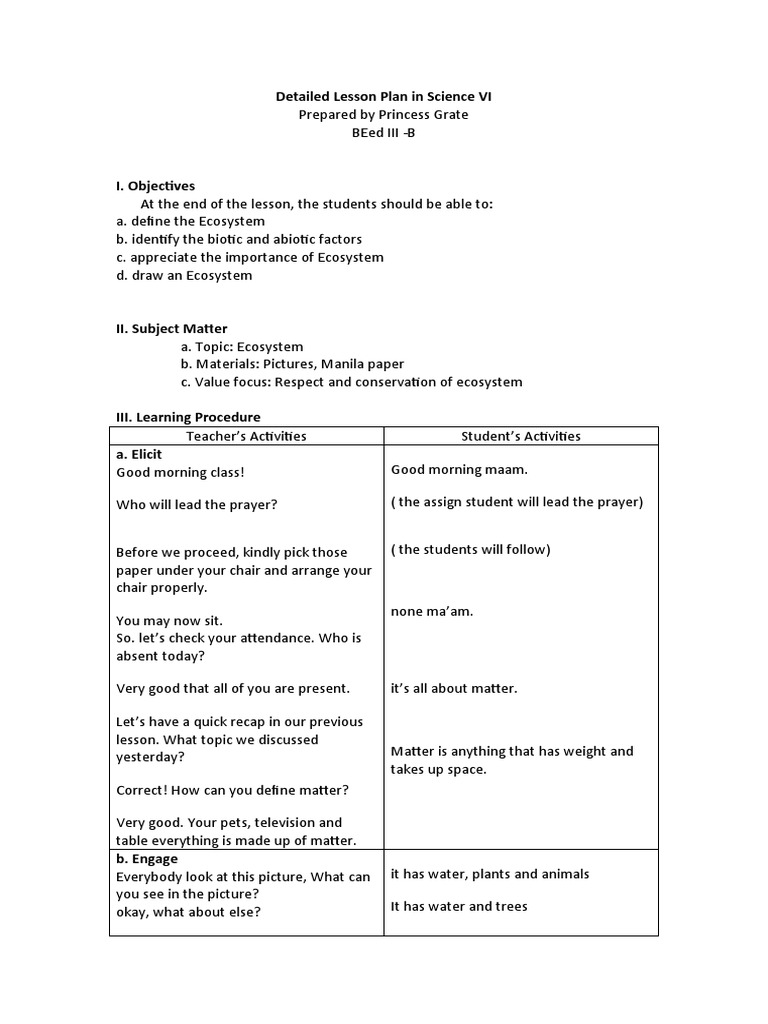 Detailed Lesson Plan in Science VI | PDF | Ecosystem | Aquatic Ecosystem