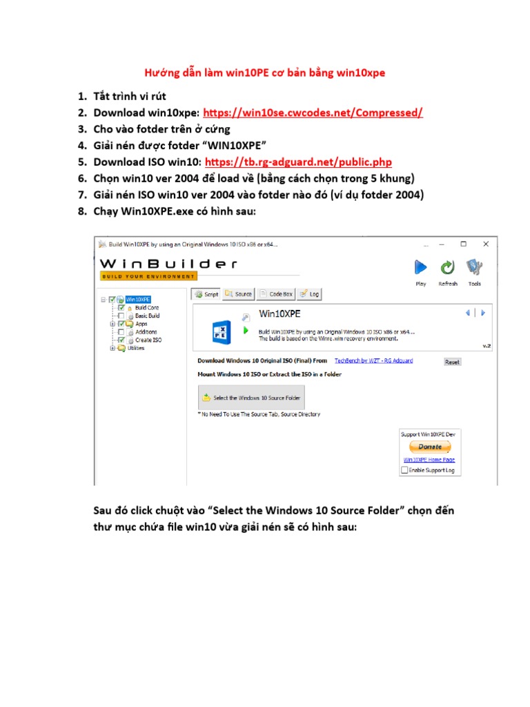 Hướng dẫn làm win10PE cơ bản bằng win10xpe | PDF