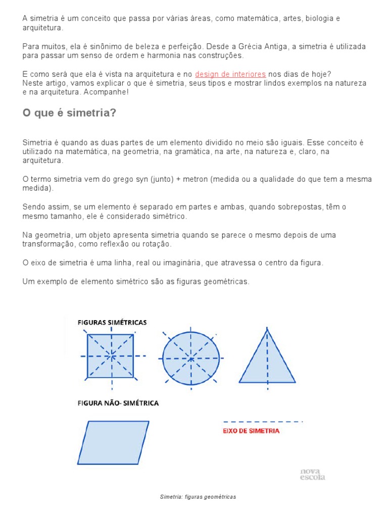 A Simetria É Um Conceito Que Passa Por Várias Áreas | PDF