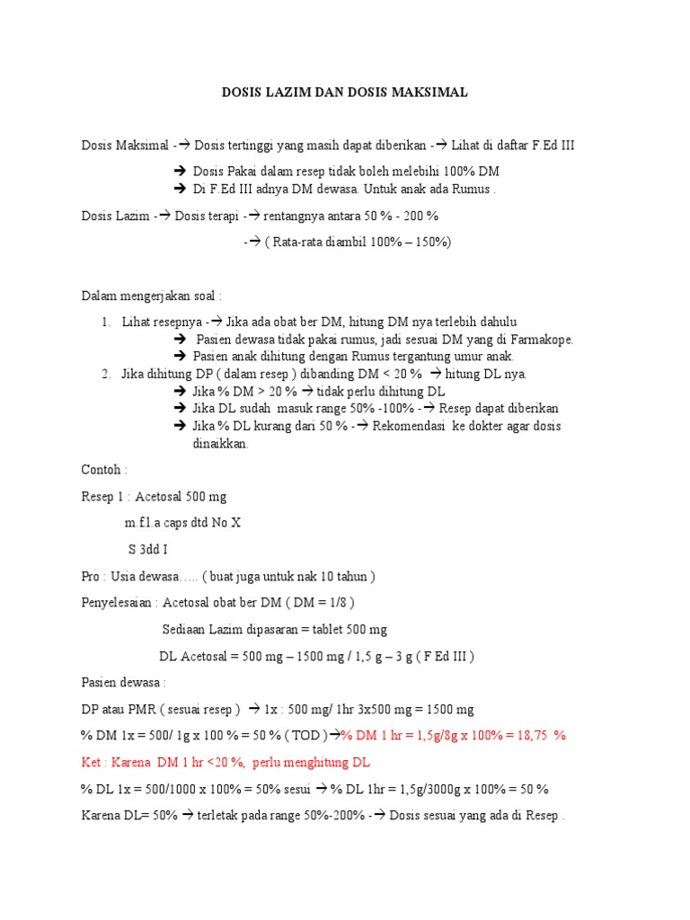 Dosis Lazim Dan Dosis Maksimal | PDF