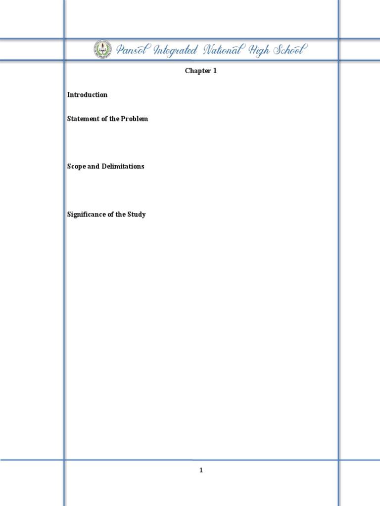 Format For Chapter 1 | PDF