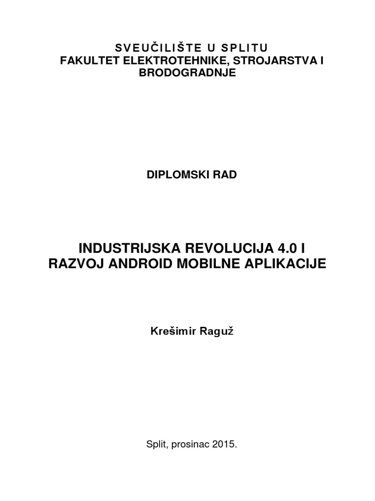 Industrijska Revolucija 4.0 I Razvoj Android Mobilne Aplikacije | PDF