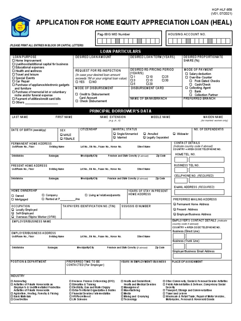 HLF858 ApplicationHomeEquityAppreciationLoan V01 | PDF | Loans | Credit
