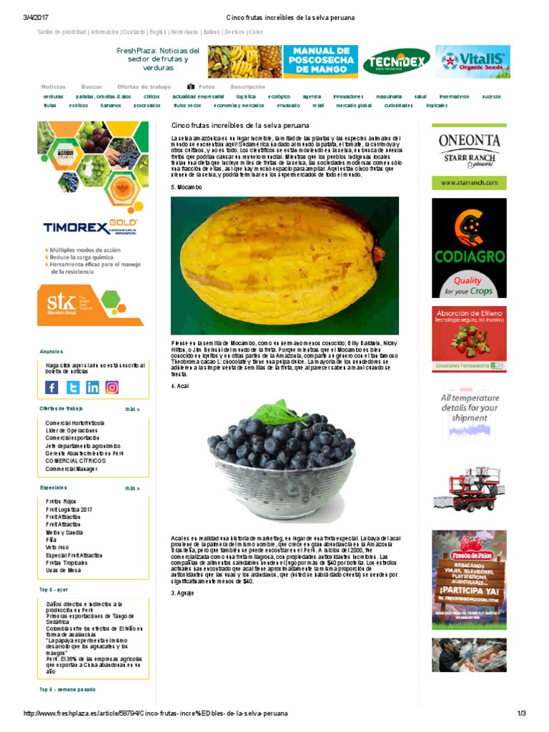 Cinco Frutas Increíbles de La Selva Peruana | PDF | Perú | Selva amazónica