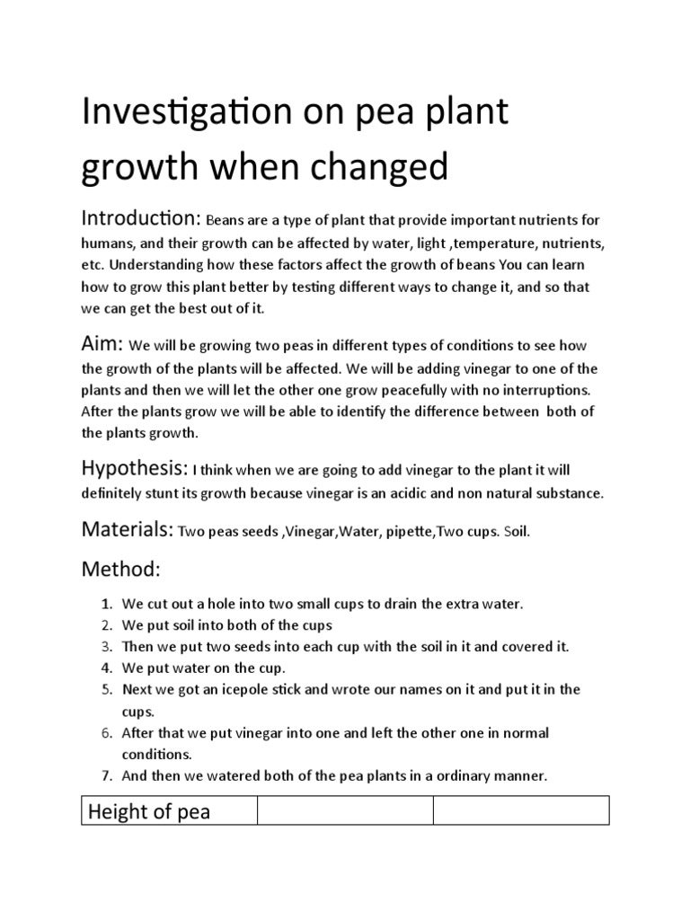 Investigation of Pea Plants | PDF | Soil | Plants