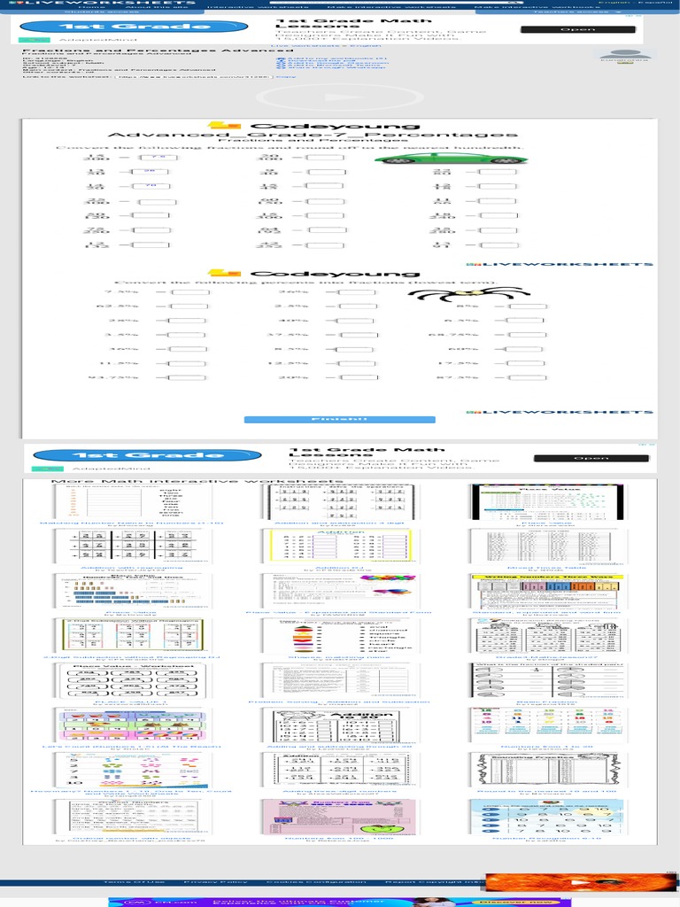1st Grade Math Lessons: More Math Interactive Worksheets | PDF ...