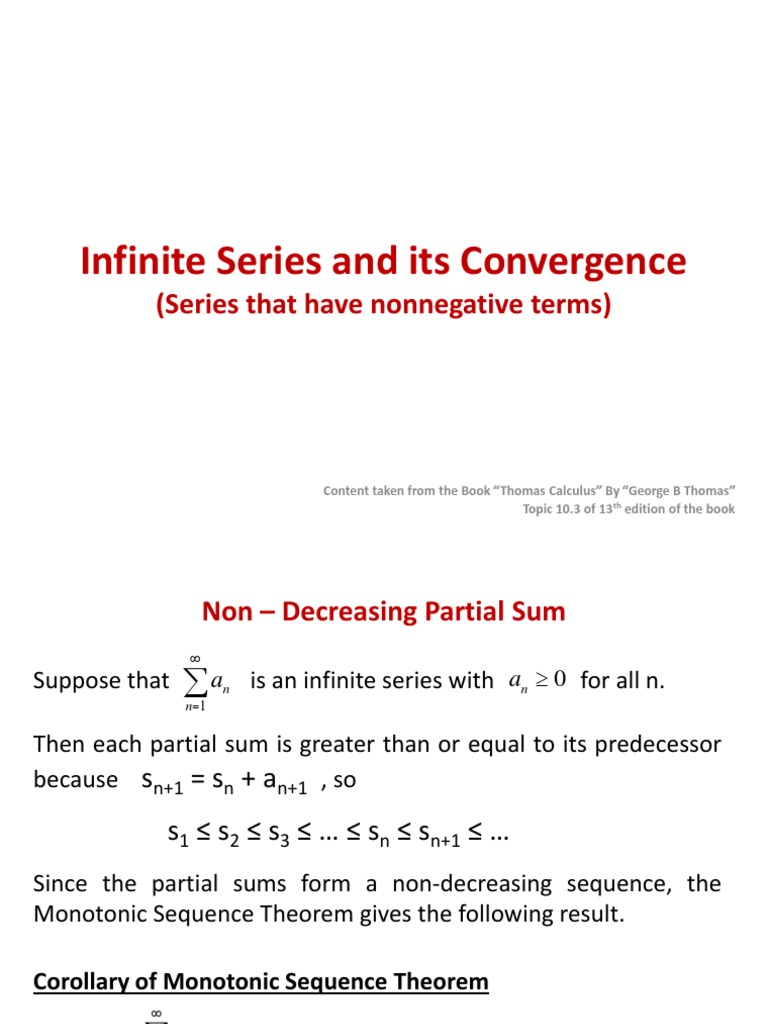 Topic 15 - Infinite Series and Its Convergence (Non-Negative Series ...