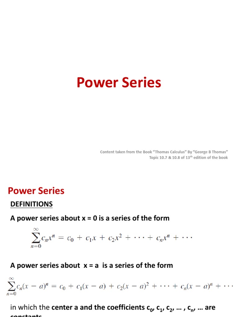 Topic 18 - Power Series | PDF | Power Series | Mathematical Relations