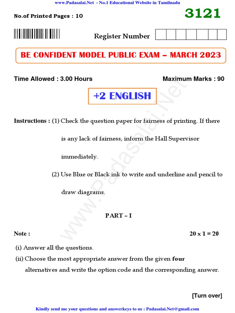 12th-English-Public-Exam-2023-Model-Question-Paper-2-with-Answer-Keys ...