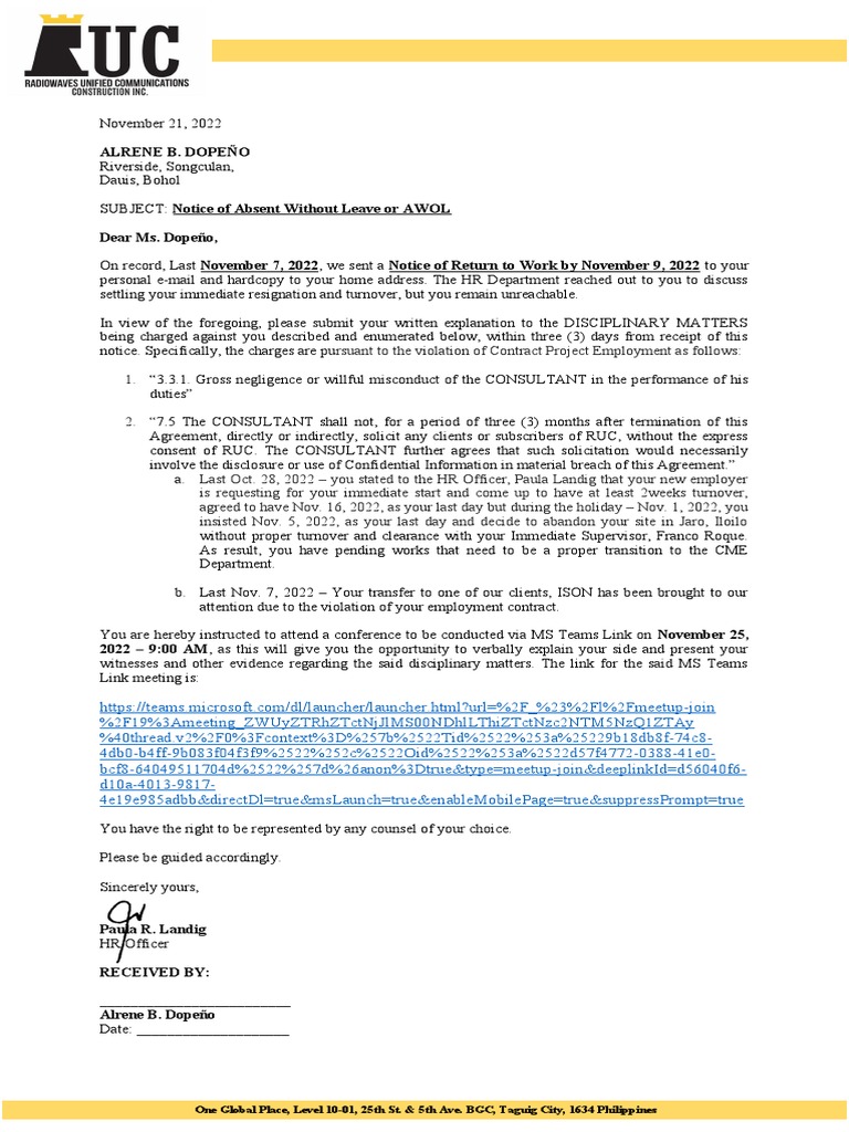 AWOL Notice | Download Free PDF | Private Law | Common Law