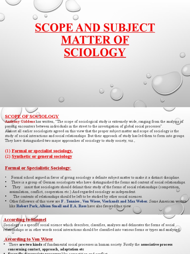 SOCL-A-101 SCOPE AND SUBJECT MATTER OF SoCIOLOGY | PDF | Sociology ...