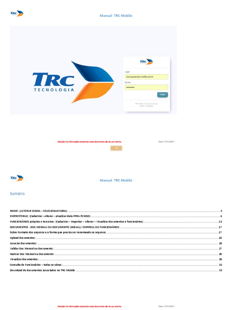 Manual de Uso do TRC Mobile | PDF | Senha | Informática