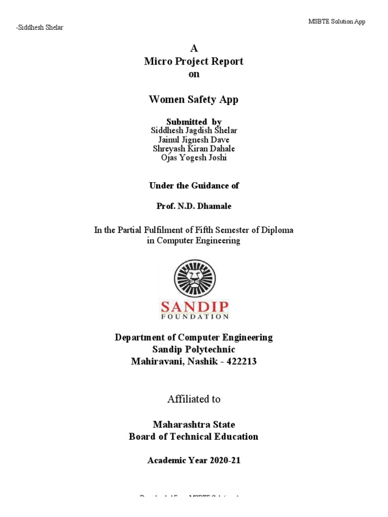 A Micro Project Report On Women Safety App | PDF | Mobile App | Android (Operating System)
