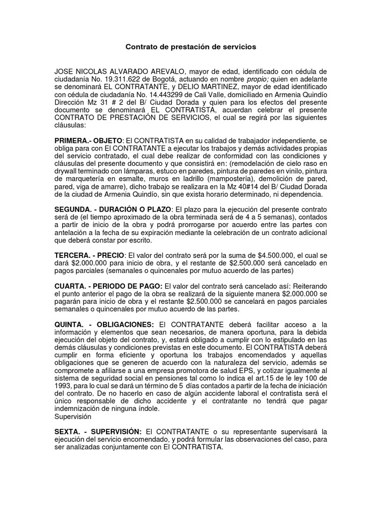 Contrato de Prestación de Servicios | PDF