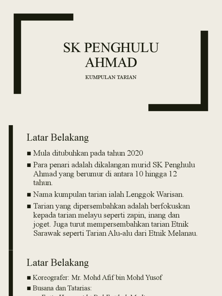 Kumpulan Tarian SK Penghulu Ahmad | PDF