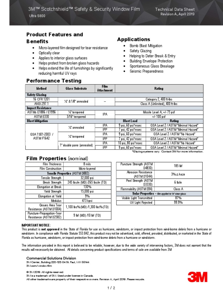 3M Ultra S800 - Sepc | PDF